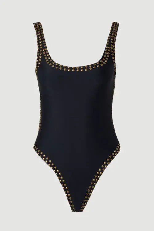 Karen Millen Studded Trim One Piece Swimsuit