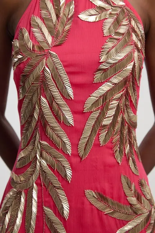 Karen Millen Halter Neck Embellished Maxi Dress