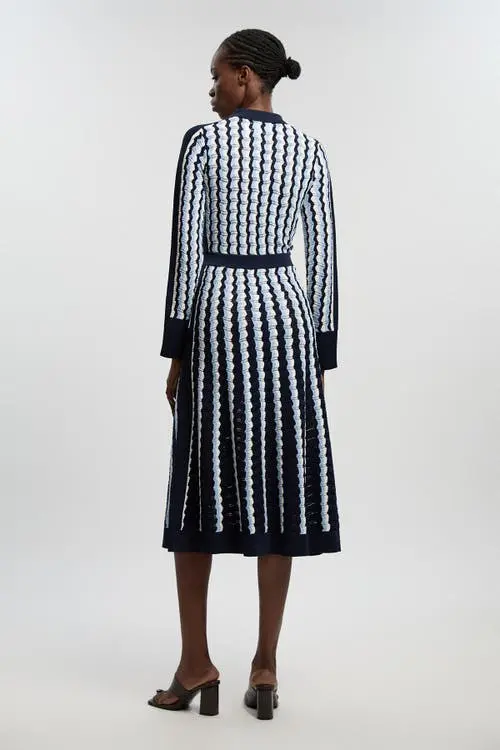 Karen Millen Pointelle Collared Midi Dress
