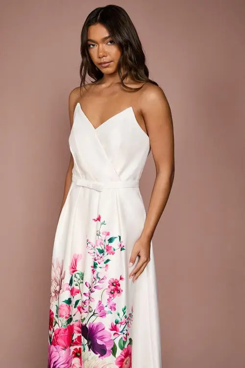Coast Wired Bandeau Border Print Maxi Dress