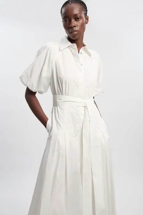 Karen Millen Cotton Puff Sleeve Shirt Dress