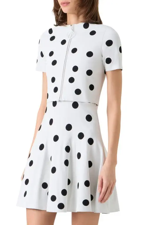 Akris Polka Dot Jacquard Fitted Crop Jacket