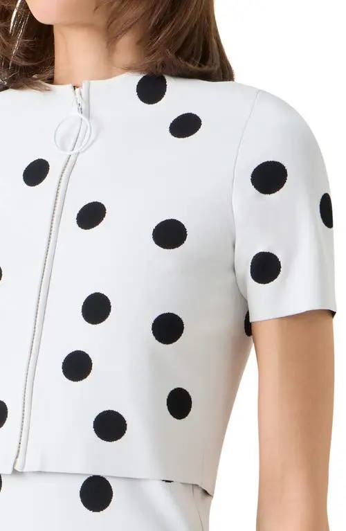 Akris Polka Dot Jacquard Fitted Crop Jacket