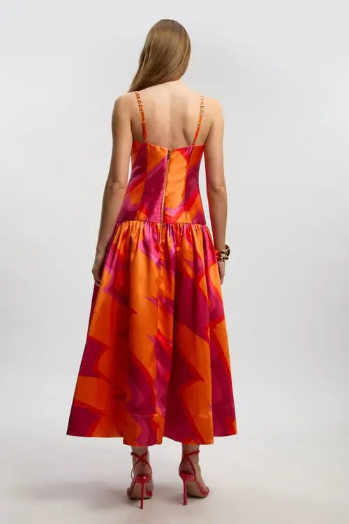 Karen Millen Abstract Print Strappy Maxi Dress