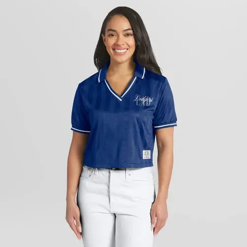 WEAR BY ERIN ANDREWS Los Angeles Dodgers Cropped V-neck Polo - Royal