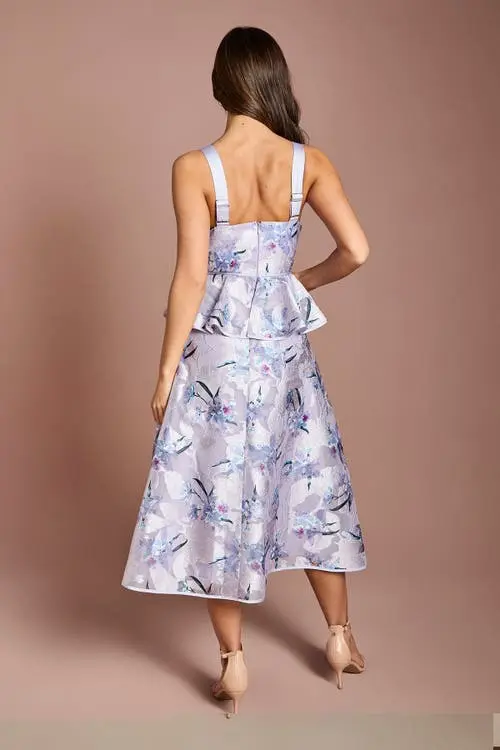 Coast Floral Jacquard Peplum Midi Dress