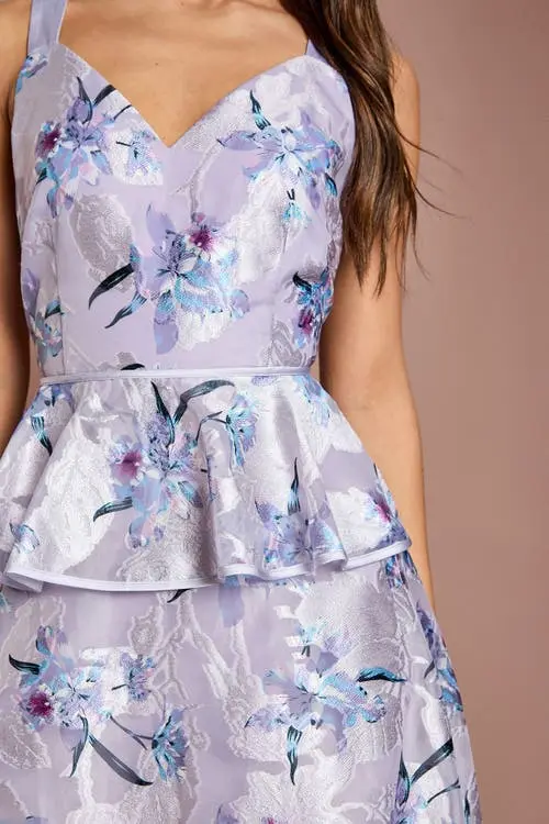 Coast Floral Jacquard Peplum Midi Dress