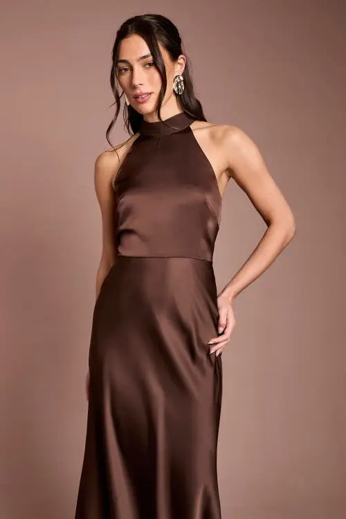 Coast Halter Neck Maxi Dress - Espresso