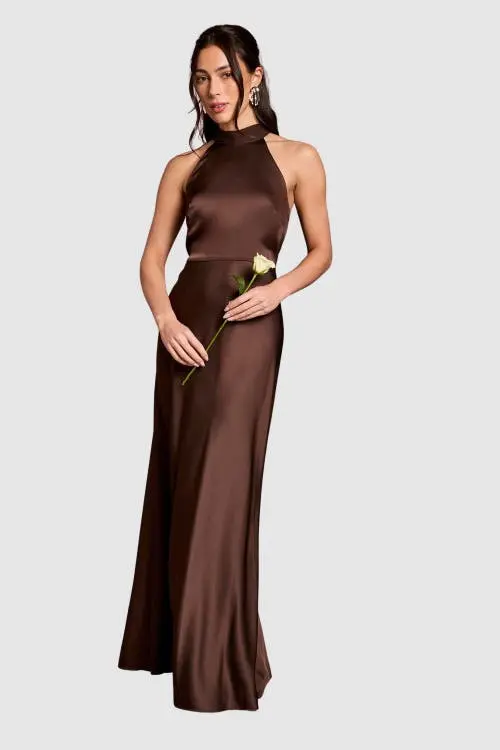 Coast Halter Neck Maxi Dress - Espresso