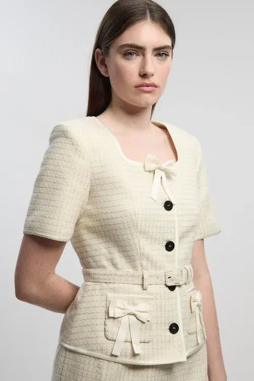 Karen Millen Tweed Bow Midi Dress