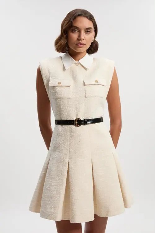 Karen Millen Tweed Collared Sleeveless Mini Dress