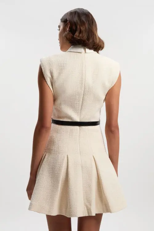Karen Millen Tweed Collared Sleeveless Mini Dress