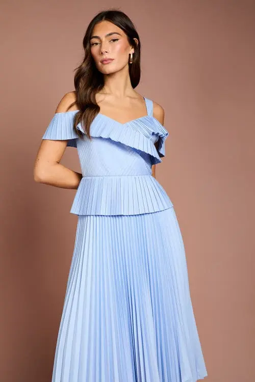 Coast Pleated V-neck Midi Dress