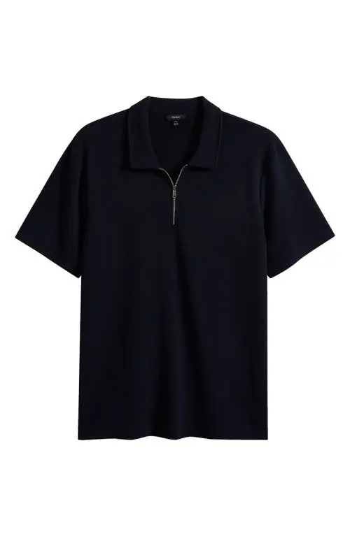 REISS Forno Jacquard Half Zip Polo - Navy