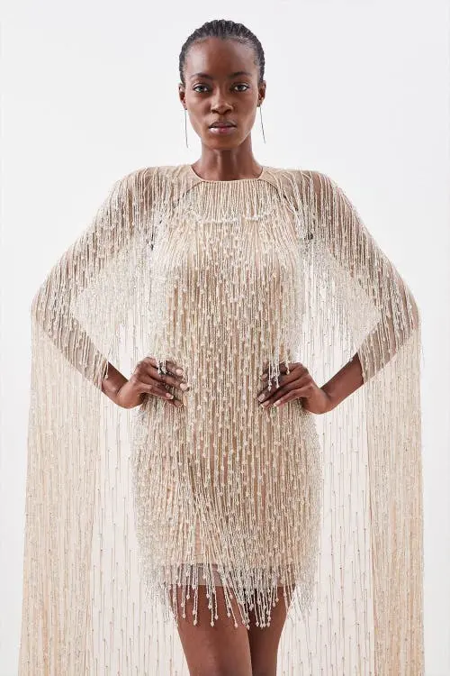 Karen Millen Fringe Cape Mini Dress
