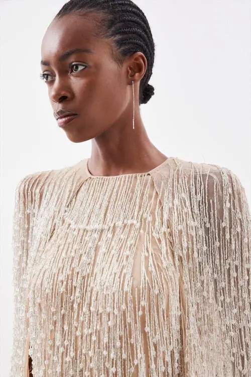 Karen Millen Fringe Cape Mini Dress