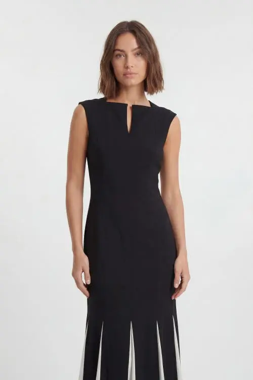 Karen Millen Maxi Dress With Contrast Godet Detail