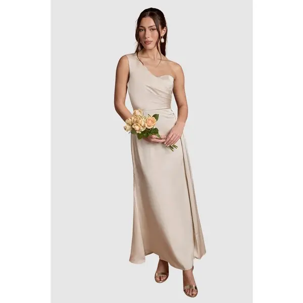 Coast Asymmetric One-shoulder Maxi Dress - Champagne