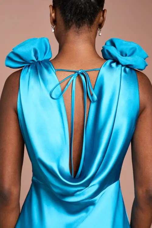 Coast Corsage Satin V-neck Maxi Dress - Teal