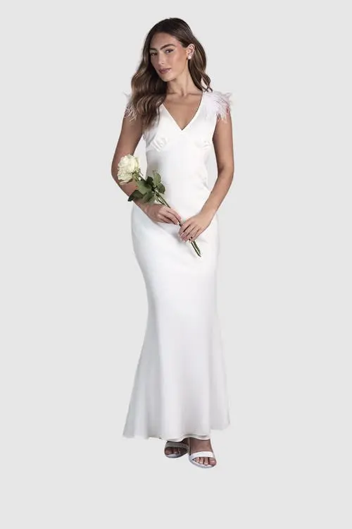 Coast V-neck Satin Maxi Dress - Ivory