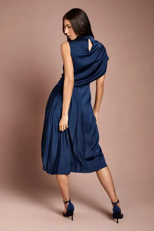Coast Satin Pleated Midi Dress