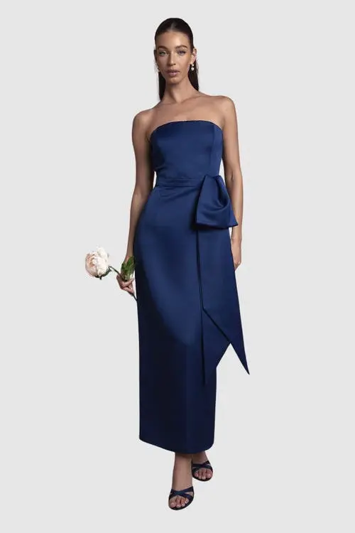 Coast Bandeau Bow-waist Maxi Dress - Navy