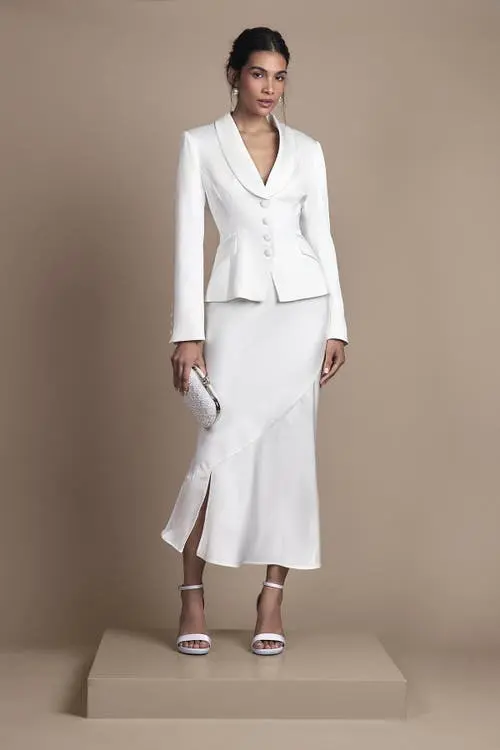 Coast Satin Side-split Fitted Midi Skirt