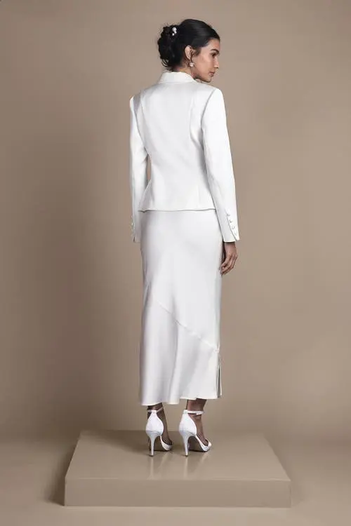 Coast Satin Side-split Fitted Midi Skirt