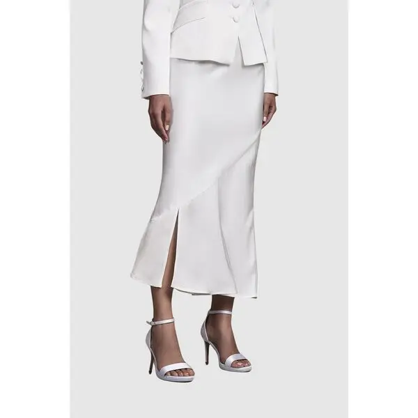 Coast Satin Midi Skirt With Side Split - Ivory
