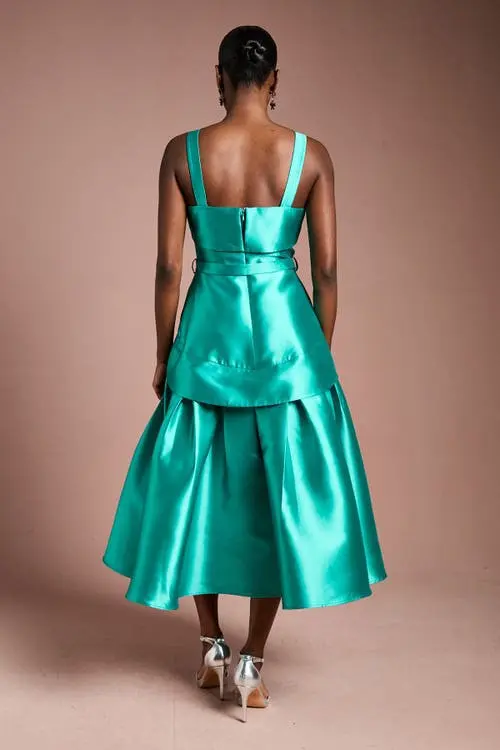 Coast Button-trim Belted Full Skirt Midi Dress