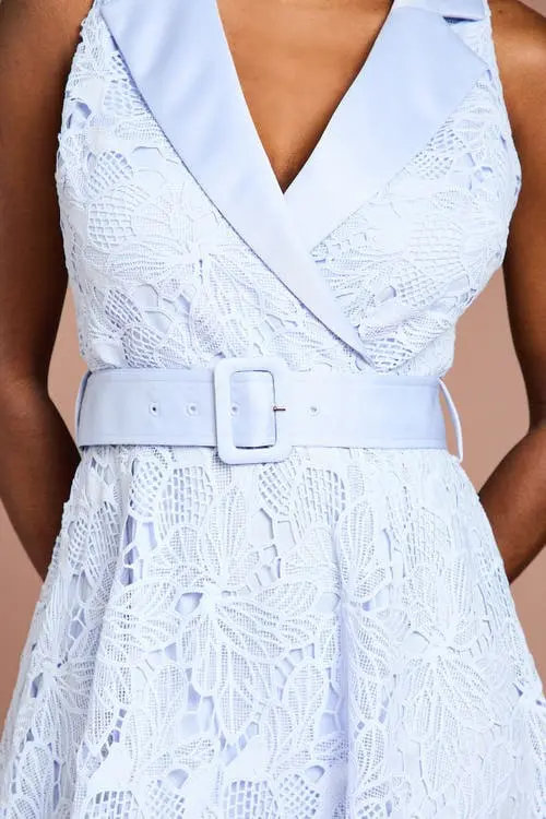 Coast Satin Trim Lace Collared Midi Dress