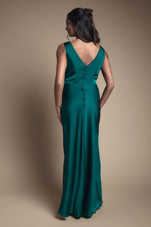 Coast Sleeveless Satin Boat Neck Maxi Dress