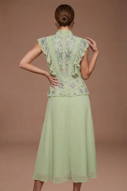 Coast Petite Embellished Frill Midi Dress