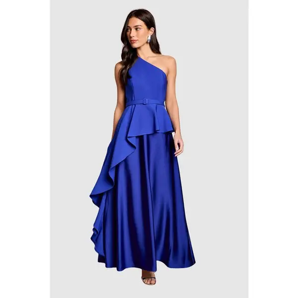 Coast Asymmetric One-shoulder Satin Maxi Dress - Cobalt