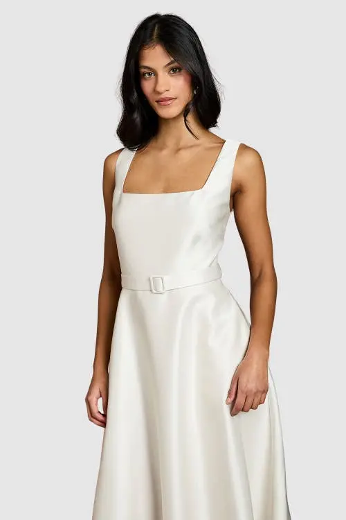 Coast Petite Belted Midi Dress - Champagne