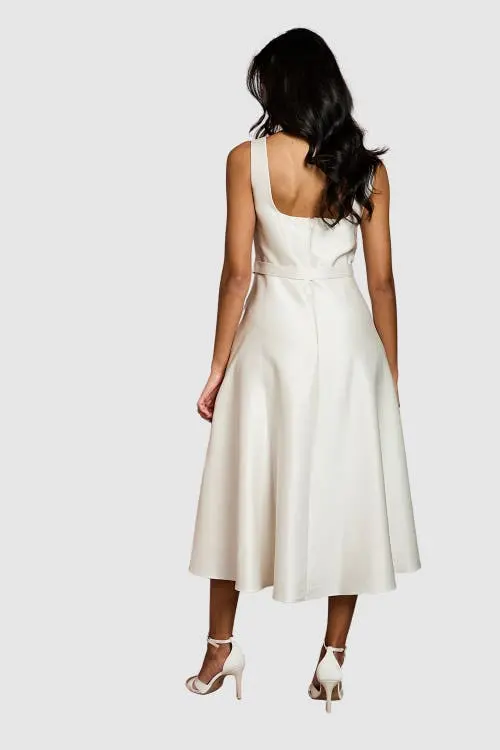 Coast Petite Belted Midi Dress - Champagne