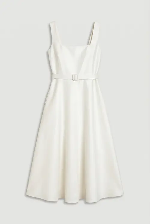 Coast Petite Belted Midi Dress - Champagne