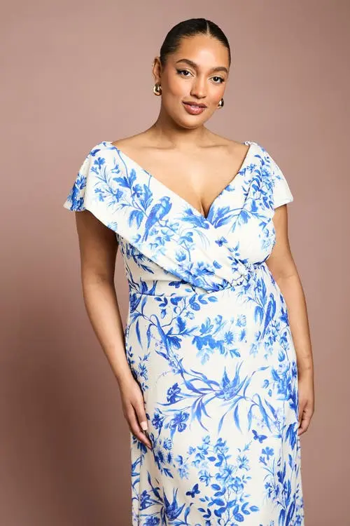 Coast Bardot Printed Wrap Midi Dress