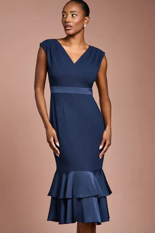 Coast Crepe Peplum Dress - Navy