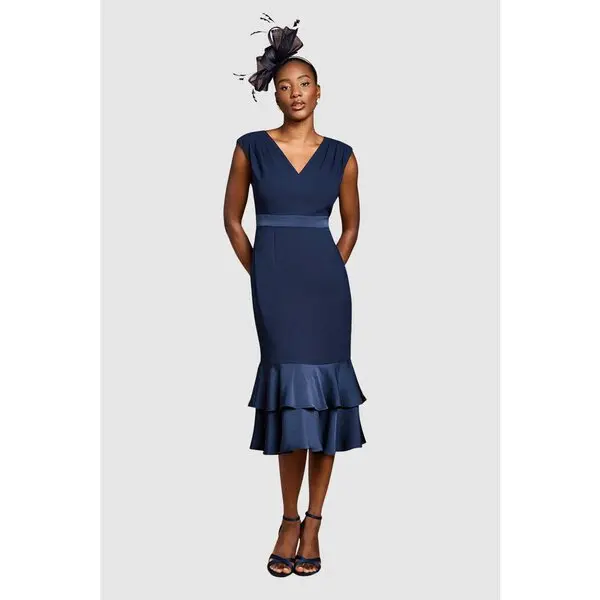 Coast Crepe Peplum Dress - Navy