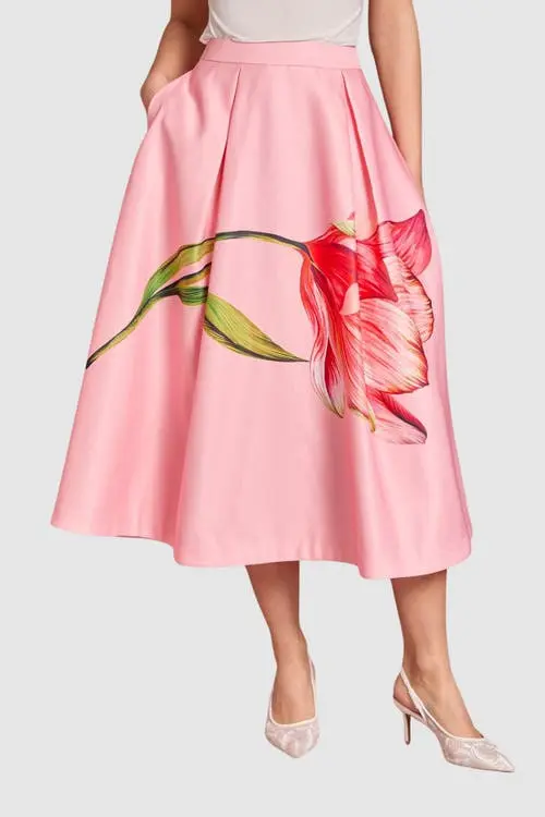 Coast Satin Midi Skirt - Pink