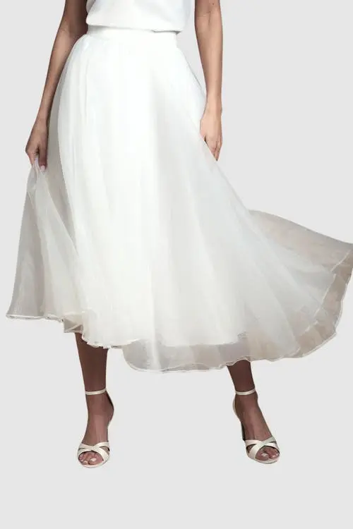 Coast Organza Midi Skirt - Ivory