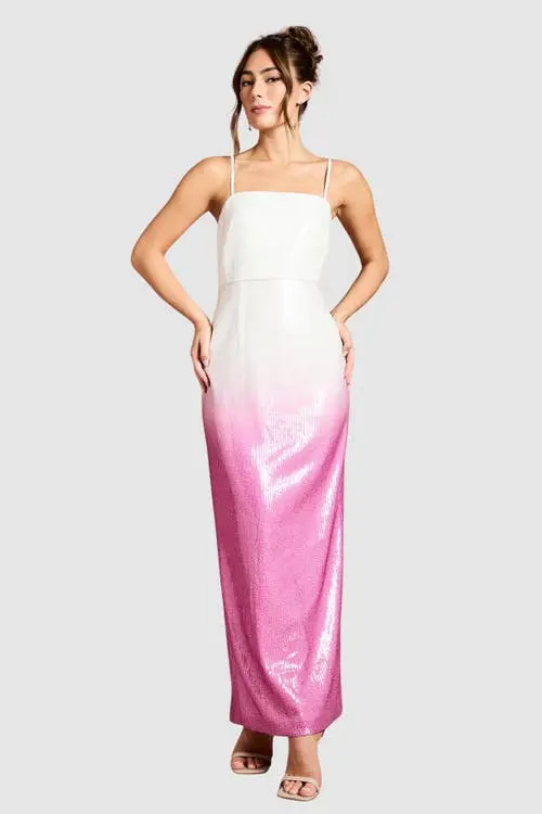 Coast Sequin Square Neck Maxi Dress - Pink