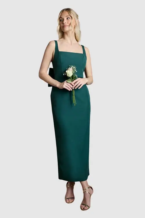 Coast Bow Back Square Neck Maxi Dress - Emerald