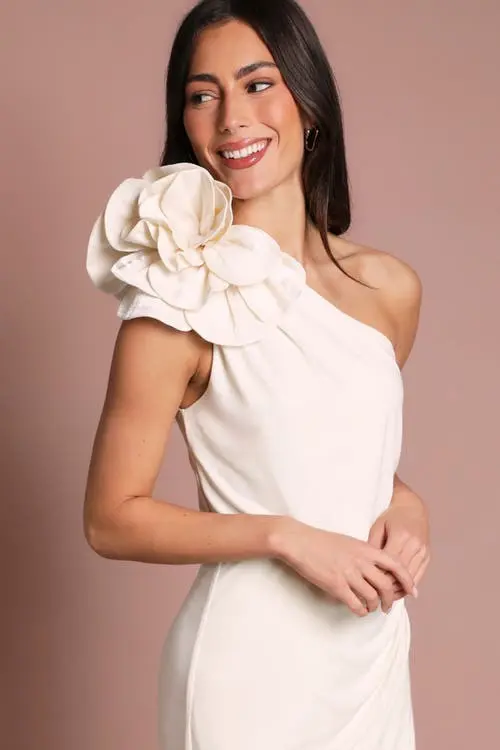 Coast One Shoulder Jersey Maxi Dress With Corsage Detail
