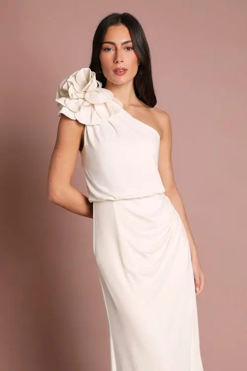Coast One Shoulder Jersey Maxi Dress With Corsage Detail