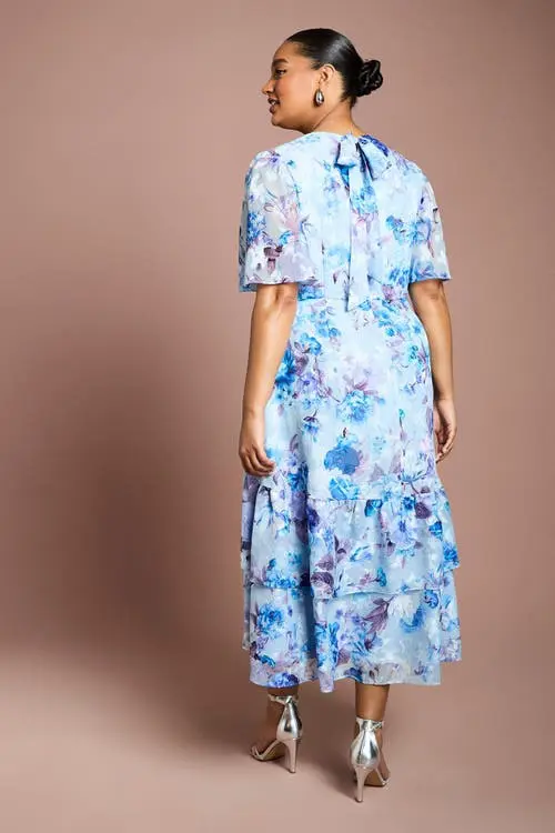 Coast Plus Tiered Midi Dress With Keyhole Neckline