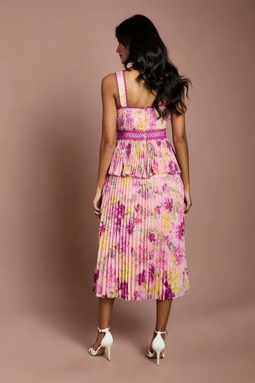 Coast Petite Lace Pleated Midi Dress