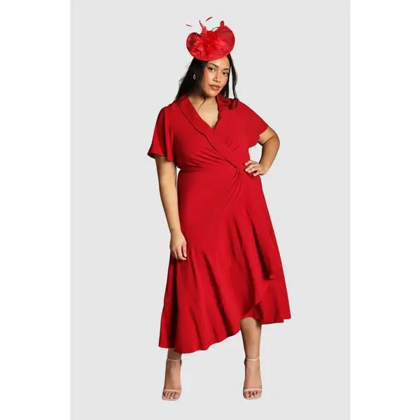 Coast Plus Twist Wrap Waist Midi Dress - Berry