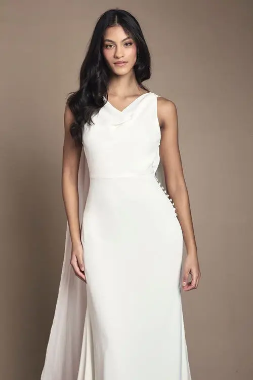 Coast Petite Chiffon Maxi Dress With Cowl Back - Ivory